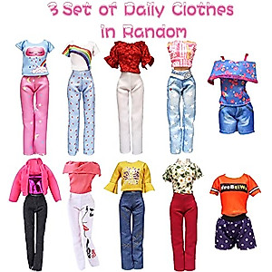 28 PCS Handmade Doll Clothes and Accessories for Barbie Including 1 Fashion Dress 2 Party Dress 3 Outfits Tops and Pants 10 Pair of Shoes 12 Accessories in Random for 11.5 Inch Dolls