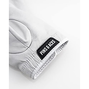 Pins & Aces - Ghost White Golf Glove Design - Premium AAA Cabretta Leather, Long-Lasting Durable Tour Glove for Men or Women - Premium Leather Golf Glove Left & Right Hand (Medium/Large, Left)
