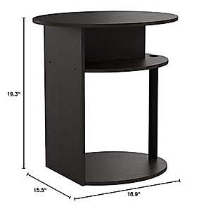 FURINNO Oval End Table, One, Walnut