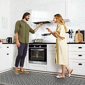 GOYLSER Kitchen Floor Mat Cushioned Rug Runner Mat Kitchen, Thick Waterproof Non-Slip Grey Kitchen Rugs for Hardwood Floors, Washable Rugs for Kitchen Floor, Gray Kitchen Rugs Non Skid, 60"x26"