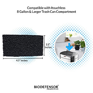 Biodefensor Carbon Odor Filter Compatible with Itouchless Trash Cans - Made in USA - Absorbs Odors, Stink, Diaper Smells & Garbage Deodorizer Eliminator, 4-Pack
