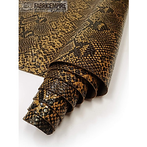 Vinyl Fabric Embossed Texture Rattlesnake Fake Leather Sold by The Yard (Sand Brown)