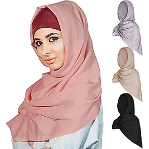 Vabean 4 Pcs Instant Hijab for Women Jersey Hijabs Pinless Islamic Muslim Head Wraps Premium Head Scarf Hijab Shawl(Fresh Color)