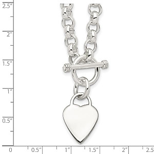 IceCarats 925 Sterling Silver Engraveable Heart Love Disc Link Chain Necklace Toggle Clasp