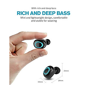 Edelin True Wireless Headphones - Bluetooth Earbuds with Mic Stereo - Waterproof IPX4 TWS Headset for Sport Running Gym - Earphones Compatible iPhone 11 X Samsung Galaxy S20 Android iOS