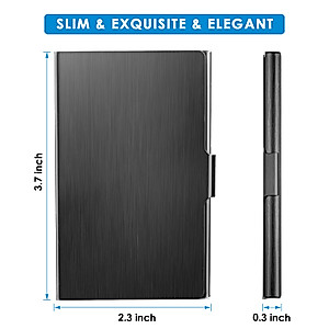 MaxGear Business Card Holder for Men & Women, RFID Pocket Business Card Case, Slim Business Card Wallet, Business Card Holders, Credit Card Holder, 3.7 x 2.3 x 0.3 inches, Stainless Steel, Black