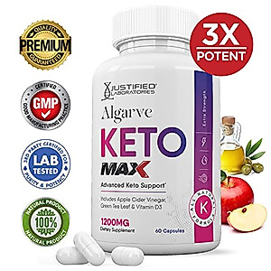 Justified Laboratories (5 Pack) Algarve Keto ACV Max Pills 1675 MG Formulated with Apple Cider Vinegar Keto Support Blend 300 Capsules