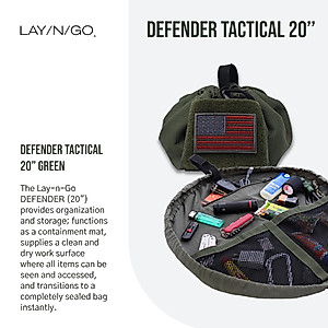 Lay-n-Go Defender Tactical Gear Accessory, Tool & Utility Storage Bag With Pockets for Travel, Military, First Responder, Survival and Outdoors, 20 inch, Black