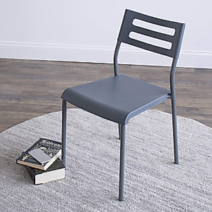 Humble Crew Desk Chair no Wheels, Grey, 16"W x 19"D x 30"H, 200 lbs Max - Lightweight Plastic Chair for Small Spaces - Premium Stackable Minimalist Chair for Office, Dorm, Bedroom, Dining, and More