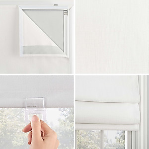 Sun Zero Seraphina Textured Total Blackout Cordless Roman Shade, 33" x 64", White