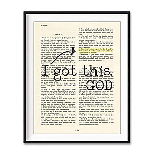 I Got This, God, Psalm 55:22, Cast Your Cares on the Lord, Christian Unframed Reproduction Art Print, Vintage Bible Verse Scripture Wall and Home Decor Poster, Encouragement Gift, 5x7 Inches