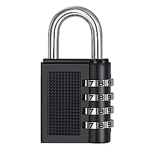 ZHEGE Gym Lock, 4 Digit Combination Lock for Locker, Fence, School, Toolbox, Hasp Storage (Black)