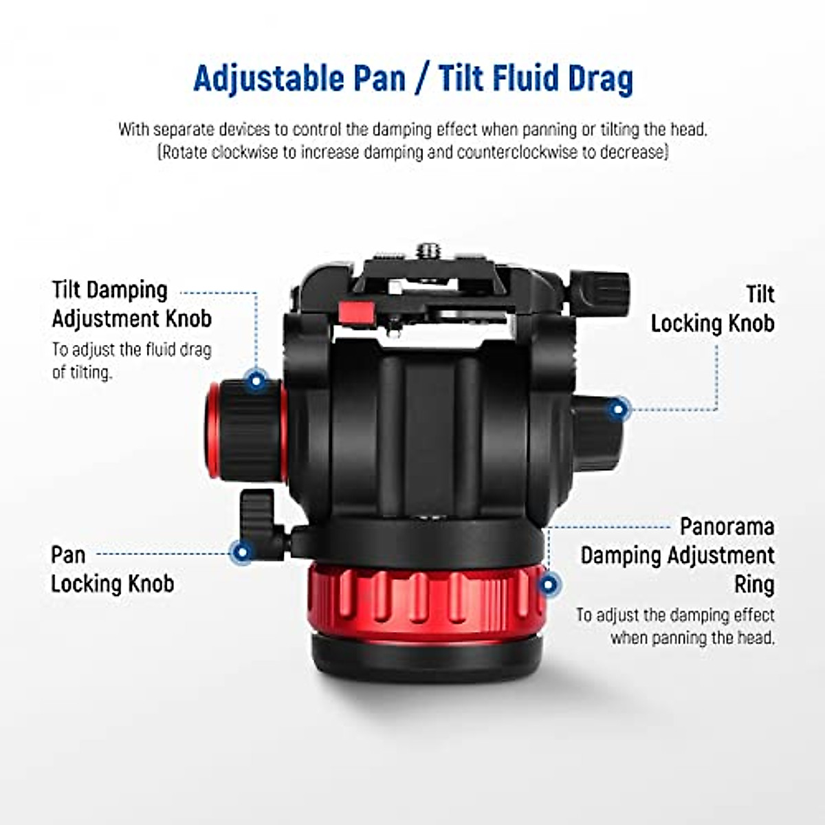 NEEWER 74" Pro Video Tripod with Fluid Head, All Metal Heavy Duty QR Plate Compatible with DJI RS Gimbals Manfrotto, Flexible 360° Pan&+90°/-75° Tilt with Adjustable Damping Max Load 18lb/8kg, TP75