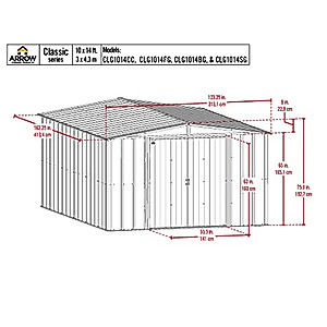 Arrow Classic Steel Storage Shed, 10x14, Sage Green