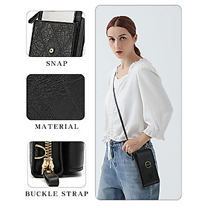 Youniya Cell Phone Purse Cell Phone Bag with Credit Card Wallet Phone Crossbody Bags for Women (Black)