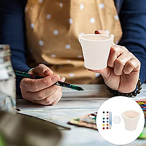 WIAMEE 1 Set DIY Coloring Flower Pot Painting Pigment with Mixing Plate DIY Graffiti Planter Pot with Brush Pen DIY Handicrafts Bonsai for Home Office Garden