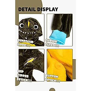 Joy2fitt Halloween Costumes Adults Women Animal Onesie Men Flannel Dinosaur Hooded Tails One Piece Family Cosplay Jumpsuit S
