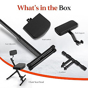 PYLE Drum Throne - Guitar Stool, Foldable & Portable Chair w/ Backrest & Footrest, Adjustable Music Stool for Adults, Padded Cushioned Seat & Back