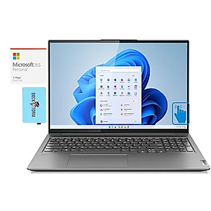 Lenovo Slim 7i Home & Business Laptop (Intel i7-12700H 14-Core, 32GB LPDDR5 4800MHz RAM, 2TB PCIe SSD, Intel ARC A370M, 16.0" 120 Hz Touch Win 11 Home) with MS 365 Personal, Dockztorm Hub