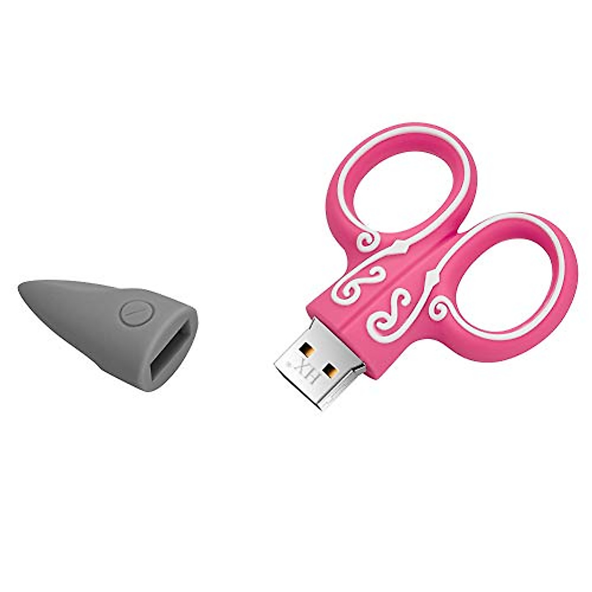 USB Flash Drives, 8GB / 16GB / 32GB / 64GB Waterproof Silicone USB 2.0 USB Memory Stick Data Storage Pendrive Thumb Drives (32GB, Pink Scissors)