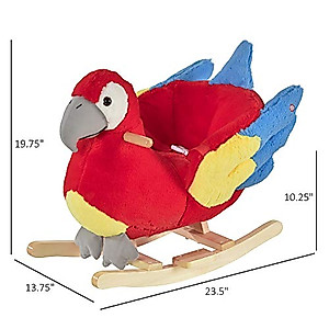 Qaba Kids Ride-On Rocking Horse Toy Parrot Style Rocker with Fun Music & Soft Plush Fabric for Children 18-36 Months