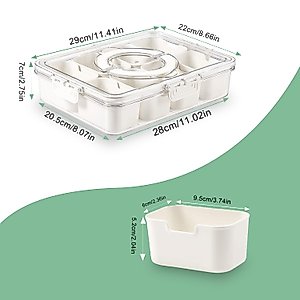Zonpexe Snackle Box with Handle, Snack Box Container for Candy, Fruits, Nuts, Charcuterie and Veggies, Divided Serving Tray with Lid Perfect for Party and Entertaining, Travel and Beach Essentials
