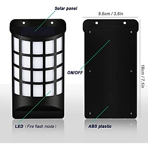 Solar Flame Lights Outdoor Waterproof Flickering Flame Solar Lights Dark Sensor Auto On/Off 66 LED Solar Powered Wall Mounted Night Lights Lattice Design for Garden Pathway Patio Deck Yard (4Pack)