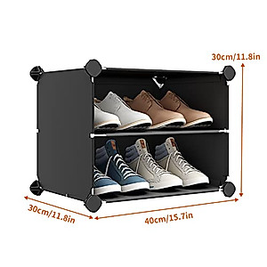 MAGINELS Shoe Rack Organizer for Entryway Closet Expandable 32 Pairs 8 Tier Shoe Storage Cabinet Narrow Standing Stackable Space Saver Shoe Rack for Entryway, Hallway and Closet,Grey