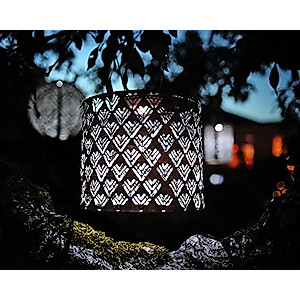 Allsop Home and Garden Soji Stella Drum LED Outdoor Solar Lantern, Handmade with Weather-Resistant Fabric for Patio or Garden, Color (Copper)