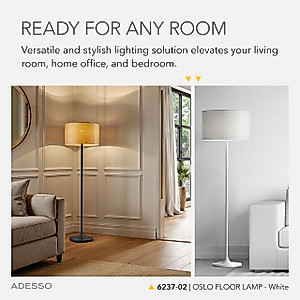 Adesso 6237-02 Oslo Floor Lamp – Corrosion Resistant, Scratch Proof, White Matte Finish Lighting Equipment with Metal Body. Tools & Home Improvement,Matte White