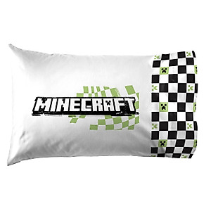 Jay Franco Minecraft Creeper Full Size Sheet Set - Super Soft 4 Piece Kids Bedding Set - Microfiber Sheets Includes Reversible Pillow Covers
