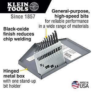 Klein Tools Regular-Point Drill-Bit Set, 13 Pc