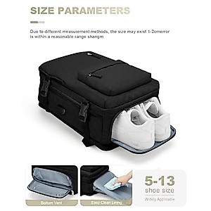 livbote Travel Backpack for Women, Large Carry on Backpack Flight Approved with Shoe Compartment & USB Charging Port, Waterproof Casual Daypack Work Business Backpacks Mochila de viaje, Black