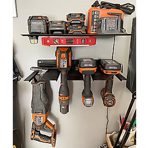 StoreYourBoard Electric Drill Storage Rack Shelf, Holds 4 Drills, Hanging Wall Mounted Organizer for Garage, Home, Workshop, Shed