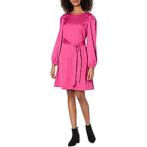 The Drop Women's @shopdandy Belted Silky Stretch Dress, Hot Pink, M