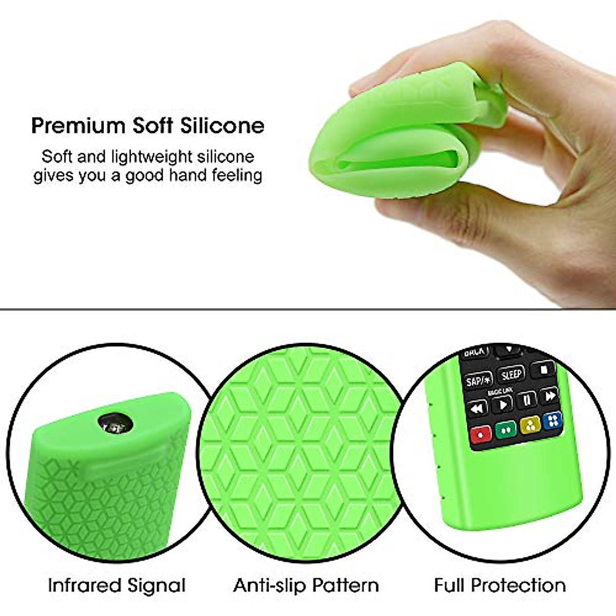 Silicone Protective Case for LG AKB75095307 AKB75375604 AKB74915305 Remote Control, Shockproof Anti-Lost Remote Cover Holder Skin Sleeve Protector for LG Smart TV Remote (Glow Green)