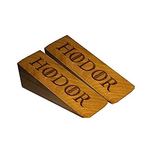 Natural Door Stop Hodor Stopper Elms Wood Ulmaceae Strong Hold Anti- Slip Rubber Wedge GOT Compatible with Every Surface 2 Pack Gift Engraved Merchandise Gag