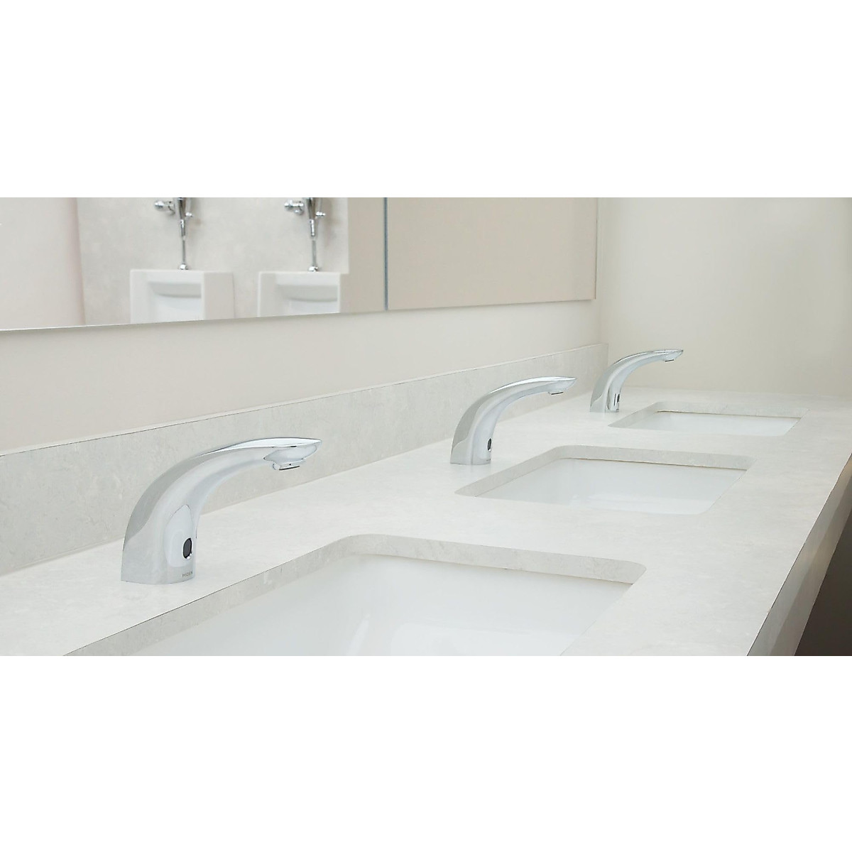 Moen M-Power Chrome Commercial Touchless 4-Inch Centerset Hands-Free Battery Powered Sensor-Operated Bathroom Faucet, CA8301