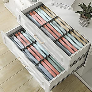 Qozary 4 Pack Drawer Organizers for Clothing, 10 Grids Foldable Dresser Drawer Organizers, Clothes Organizer for Folded Clothes, T-shirt, Tank Tops, Camisoles, Underwear, Leggings, Baby Clothes