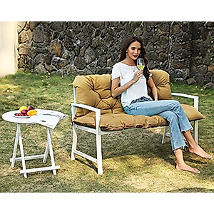 COSNUOSA Swing Replacement Cushions Waterproof Porch Swing Cushions 2-3 Seater Outdoor Swing Cushions for Outdoor Furniture Beige 60x40 Inches