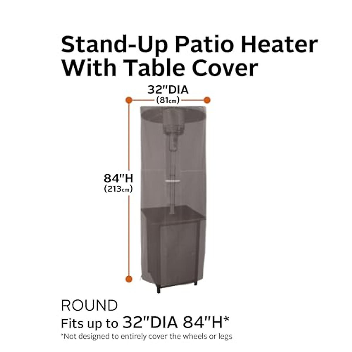 Classic Accessories Ravenna Water-Resistant Round Stand-Up Patio Heater With Table Cover, 32 x 84 Inch