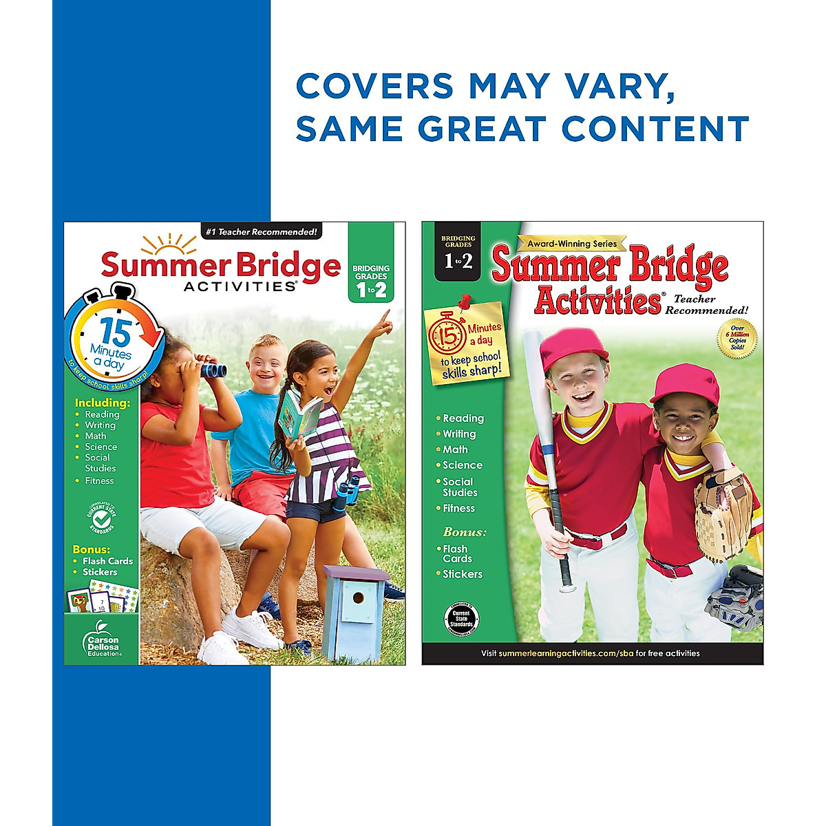 Summer Bridge Activities 1st Grade Workbooks to 2nd Grade Workbooks, Math, Reading Comprehension, Writing, Science Summer Learning Activities, 2nd Grade Workbooks All Subjects With Flash Cards
