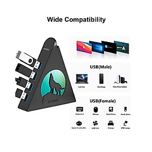 Powered USB Hub 3.0, JoyReken USB Hub with 4 USB 3.0 Data Ports and 2 USB Smart Charging Port, USB Hub Tower USB hub 3.0 Powered with 12V/4A Power Adapter for Mac PC Laptop USB Flash Drives