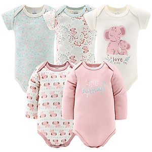 The Peanutshell Newborn Clothes & Accessories Set | 30 Piece Layette Gift Set | Fits Newborn to 3 Months | Pink Elephant & Floral