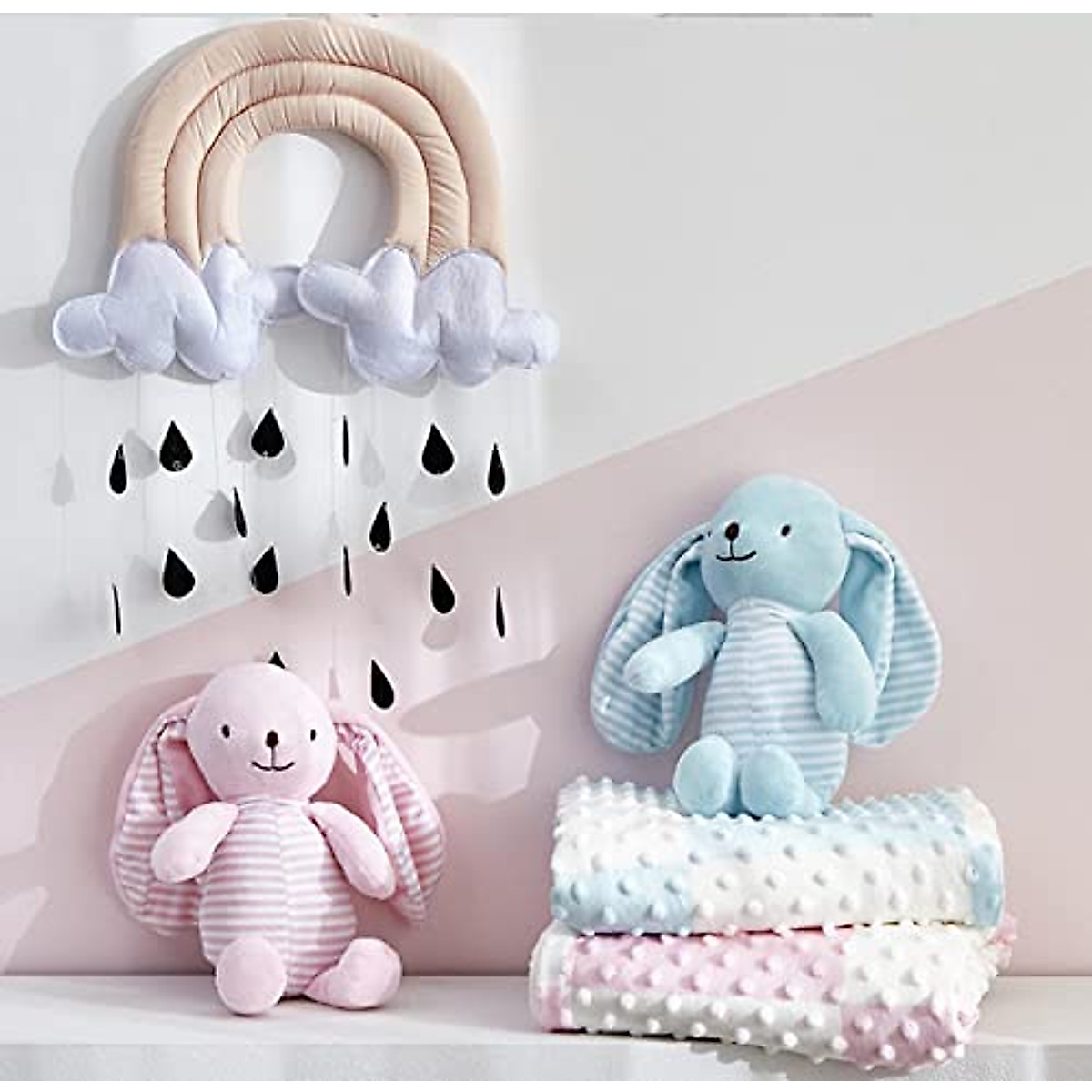 Newborn Blanket & Bunny Girl Gift Set, Ultra Soft and Cuddly, Pretty in Pink, Baby Plush Polka dot, (Pink) This Could be The Baby's Best Friend for a Lift time.