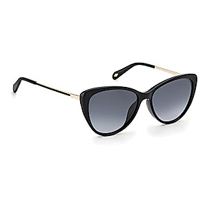 Fossil Women's Female Sunglass Style FOS 2114/G/S Cat Eye, Black/Gray Shaded, 54mm, 15mm