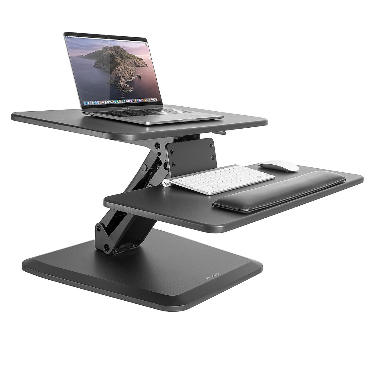 Mount-It! Sit Stand Desk Converter, Ergonomic Height Adjustable Tabletop Standing Desk, Gas Spring Compact Desk Riser MI-7916, Black Stand
