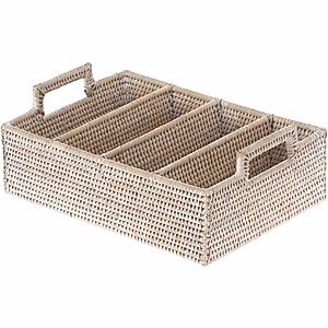 KOUBOO Lo Jolla Rattan Flatware Tray, White Wash