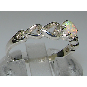 LetsBuyGold 925 Sterling Silver Real Genuine Opal Womens Solitaire Ring - Size 11
