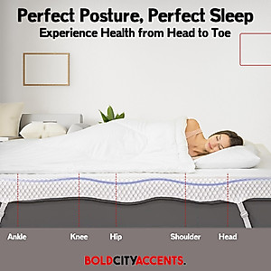 Bold City Accents Memory Foam Mattress Topper - 2 Inch Gel Infused Medium Soft Full Size Mattress Topper - Cooling Mattress Topper Full, CertiPUR-US Certified